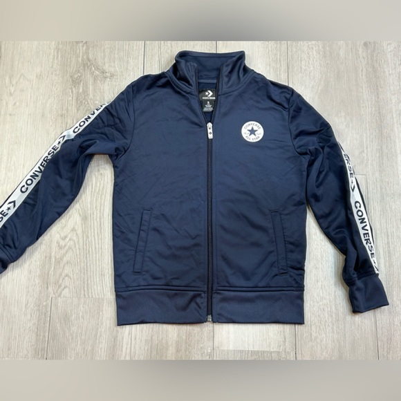 Converse | Jackets & Coats | Converse Kids Blue Logo Long Sleeve Zip Up ...